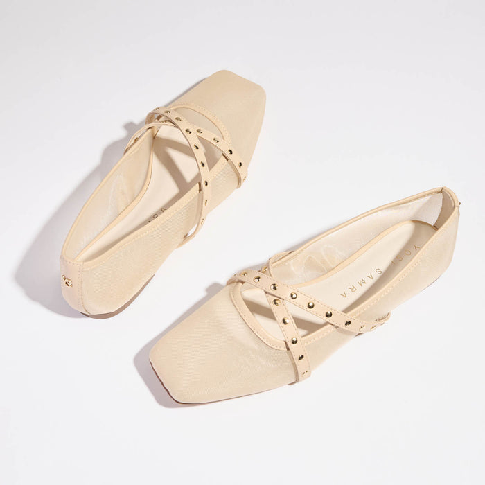 Chloe Flat in Nude Mesh | Yosi Samra