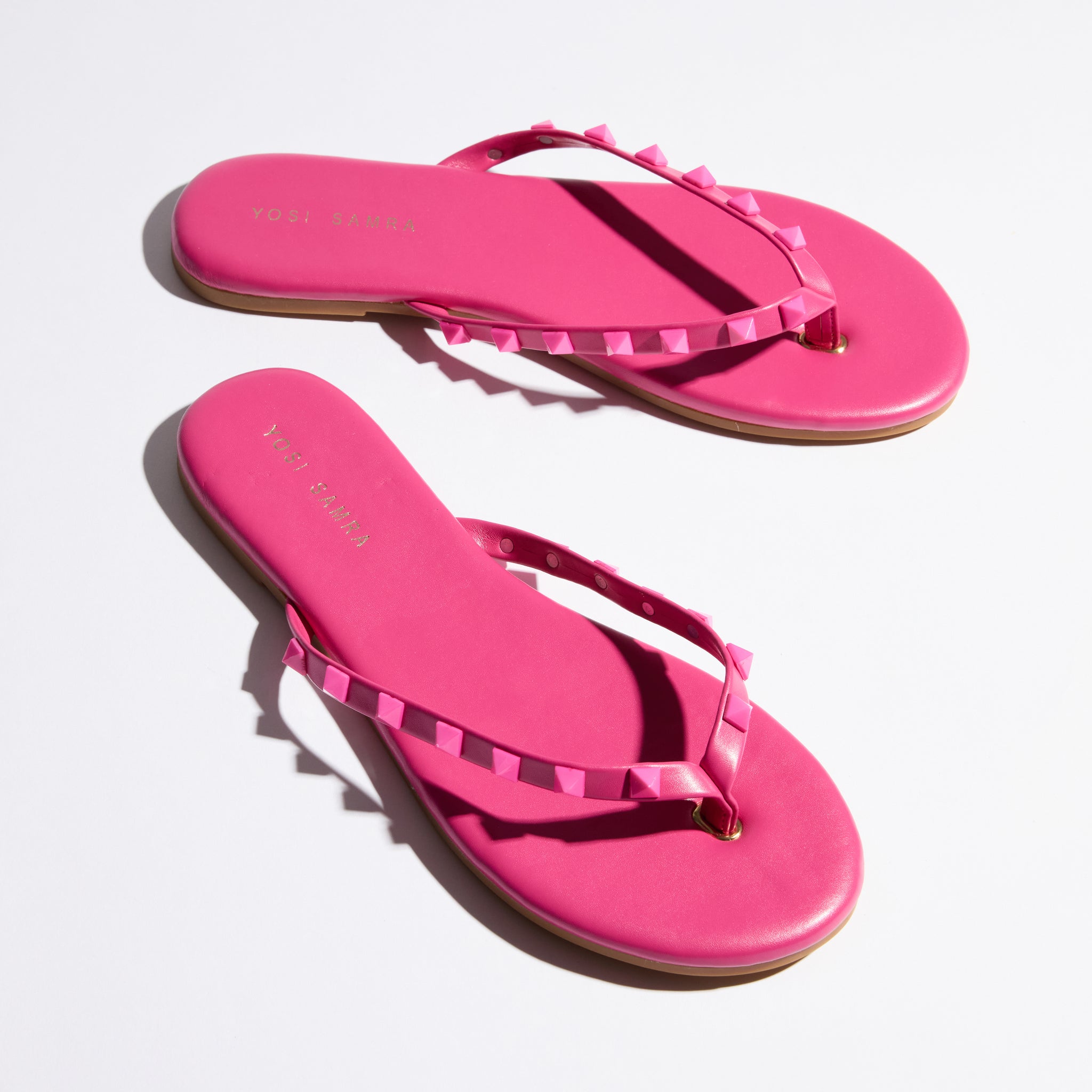 Fuchsia Pink Flip Flop Sandals for Women with Studs