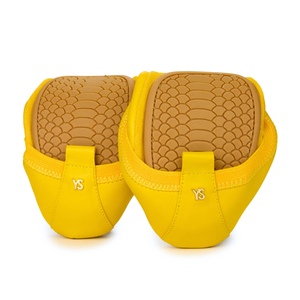 Leather Ballet Flats for Women, Mustard Yellow, Yosi Samra