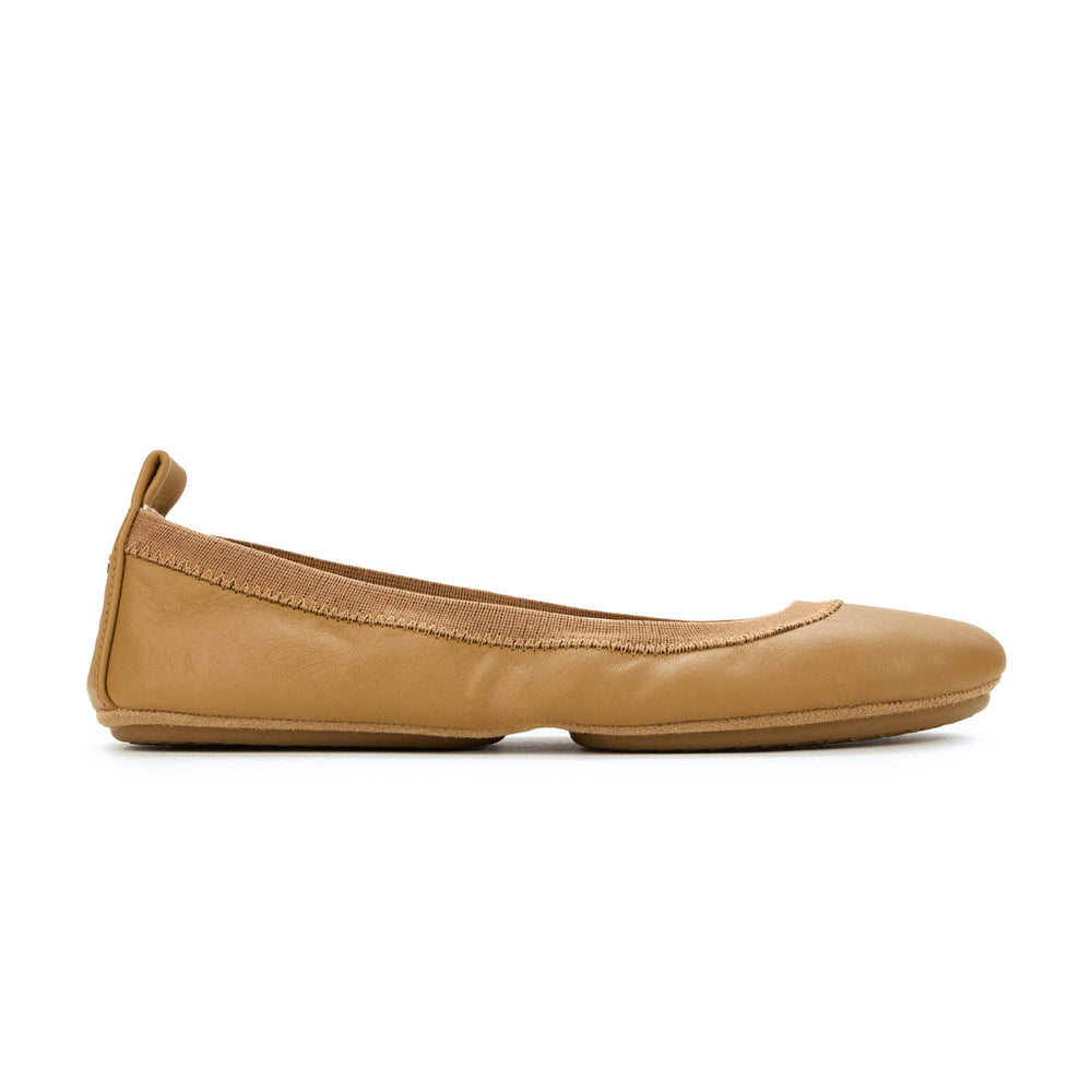 Samara Foldable Ballet Flat in Whiskey Leather, Women's Tan Neutral ...