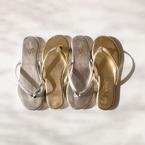 Gold Metallic Flip Flops for Women