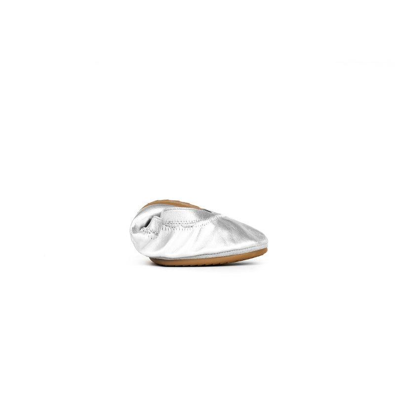 Samara Foldable Ballet Flat in Silver Leather